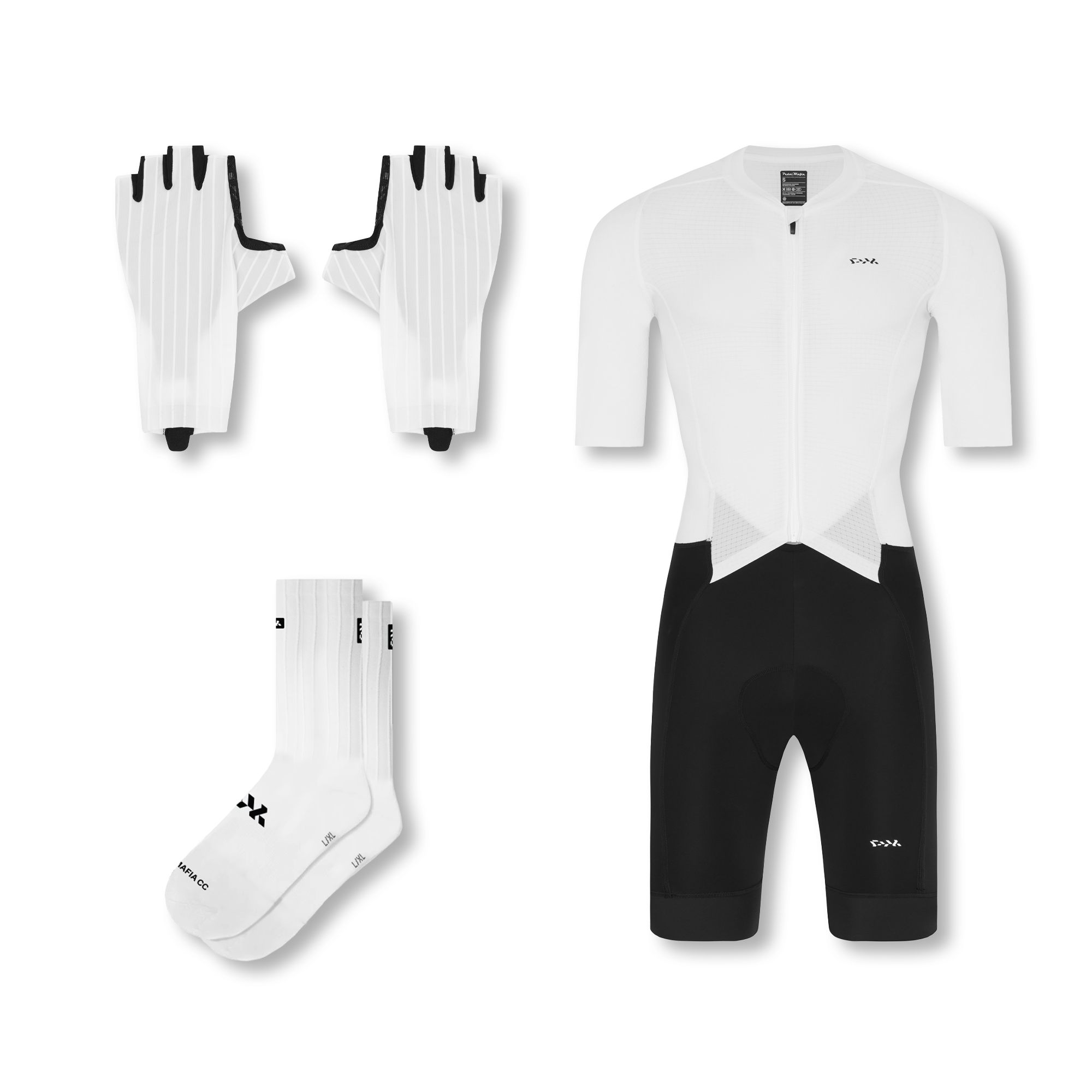Men's Pro Race Suit Cycling Kit Bundle - White | Pedal Mafia Australia